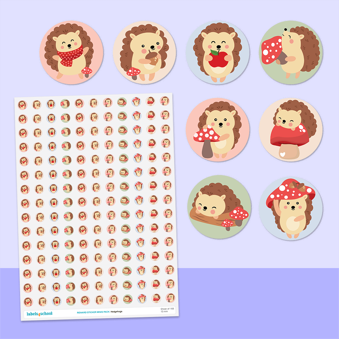 Hedgehogs - Mini Reward Stickers 165 pack | Labels4school UK ...