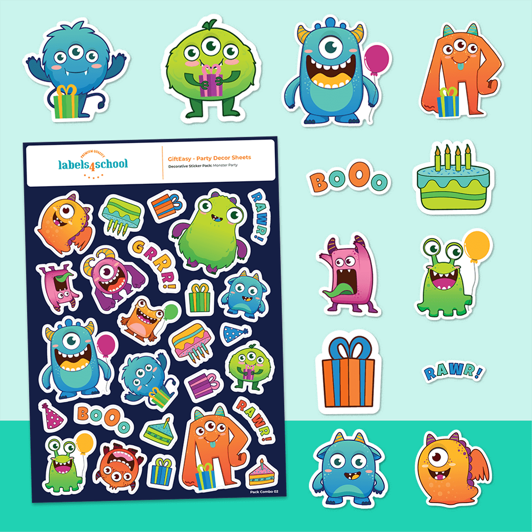 Gift Easy Party Decor Sheet - Monster Party – Labels4School UK