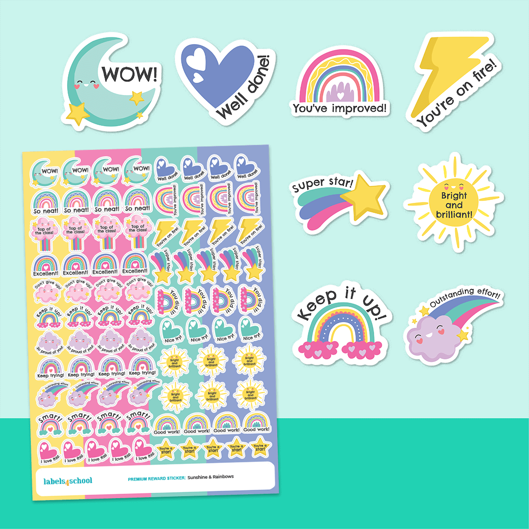 Sunshine and Rainbows - Reward Stickers - 170 stickers | Labels4School UK
