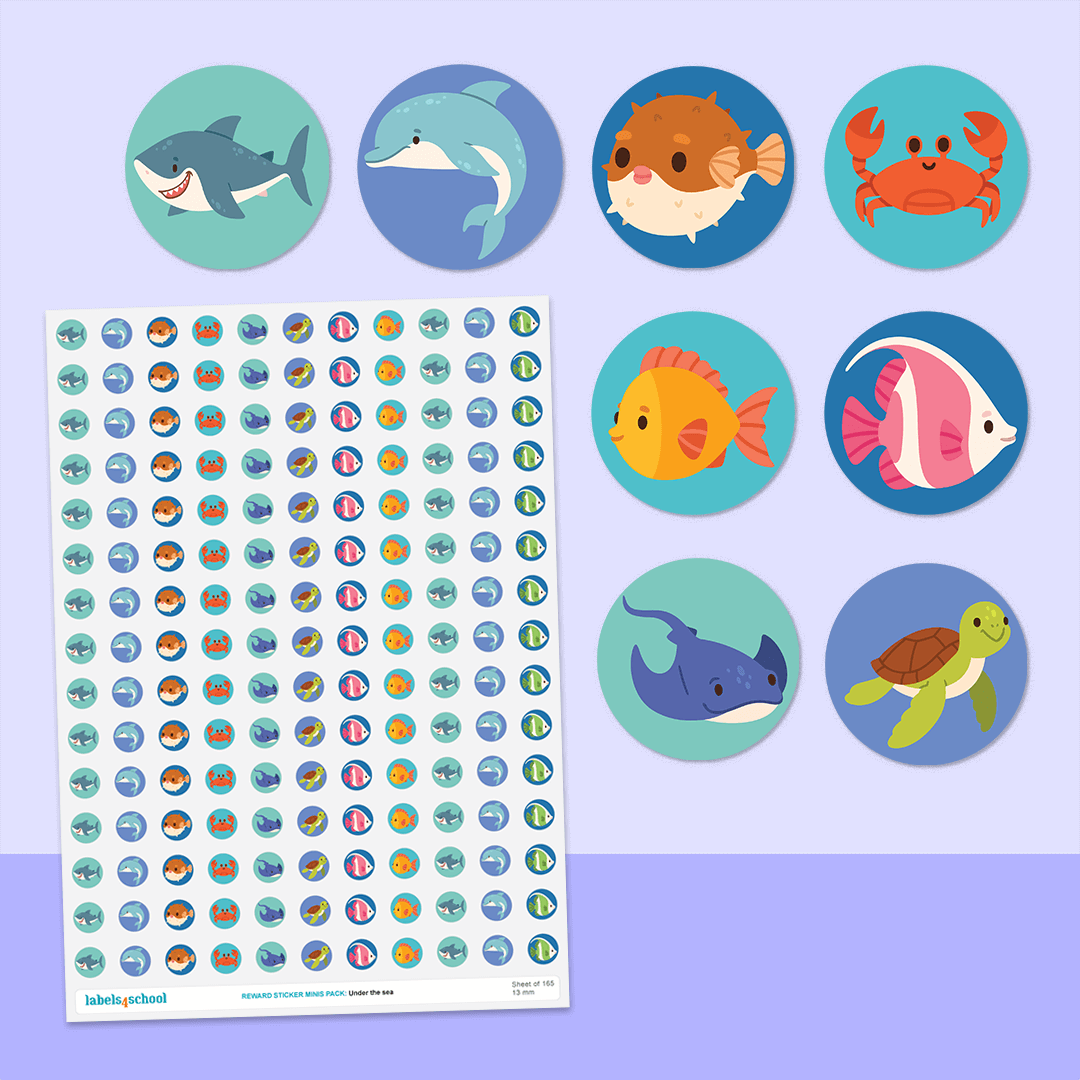 Under the sea - Mini Reward Stickers 165 pack | Labels4school UK ...