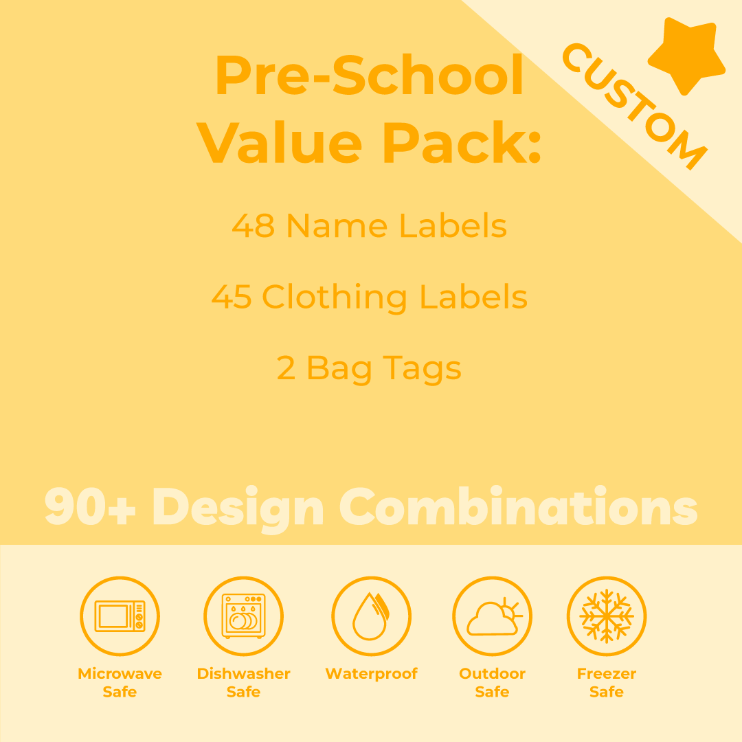 Colour Pre-school Pack | 65 Personalised Name Labels | Labels4school ...