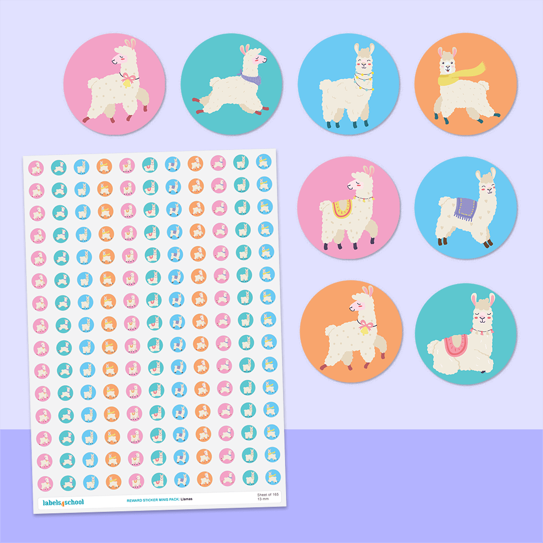 Llamas - Mini Reward Stickers 165 pack | Labels4school UK ...