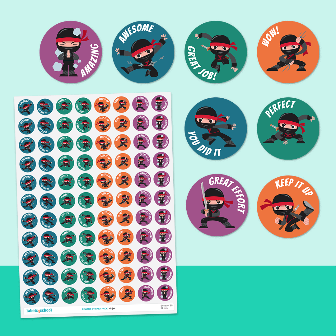 Ninjas - Reward Stickers 176 pack | Labels4school UK – Labels4School UK