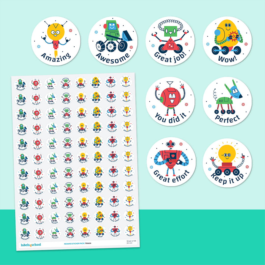 Robots - Reward Stickers 176 pack | Labels4school UK – Labels4School UK
