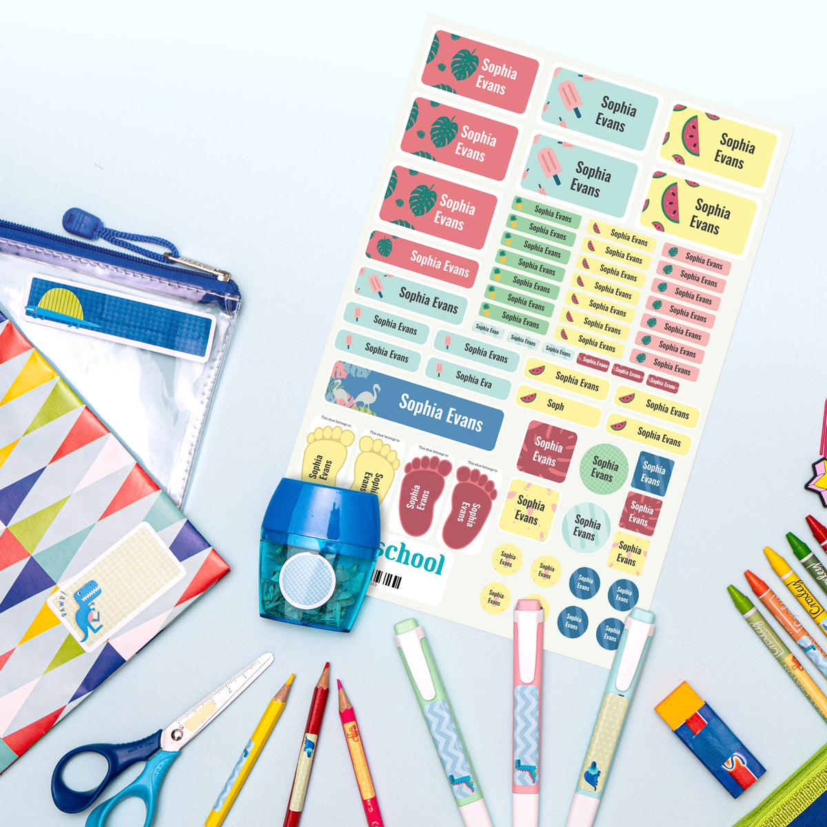 Colour Pre-school Pack | 65 Personalised Name Labels | Labels4school ...